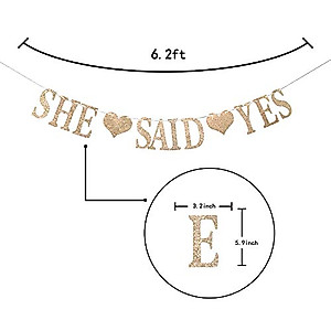 Champagne Gold Glittery She Said Yes Banner - Bridal Shower, Wedding, Engagement, Bachelorette Party Decorations Supplies