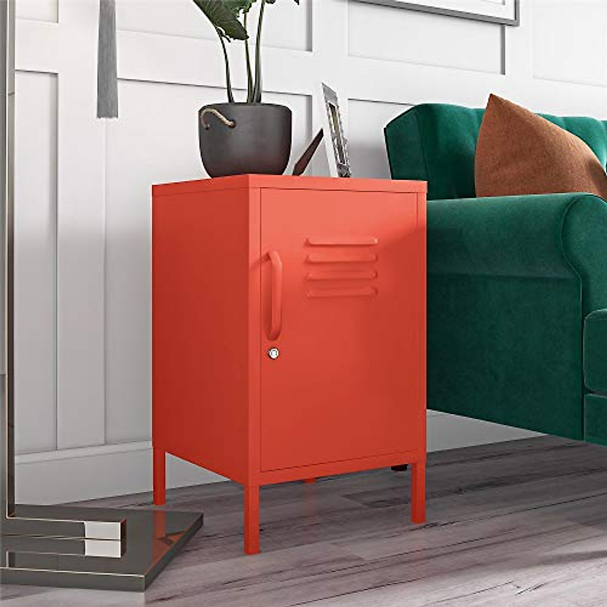 Novogratz Cache Metal Locker End Table, Orange