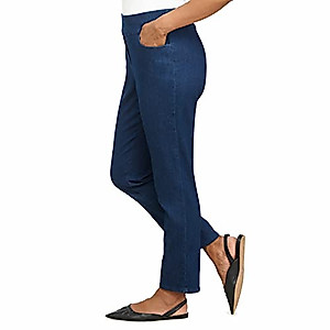Alfred Dunner Womens Petite Super Stretch Mid-Rise Short Length Pant, Dark Denim, 6P