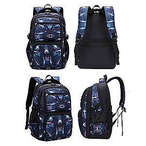 JiaYou Space Pattern Galaxy Backpack Boys Primary Junior Middle School Daypack Men High Middle School Laptop Bag(Black Star,Backpack Only)