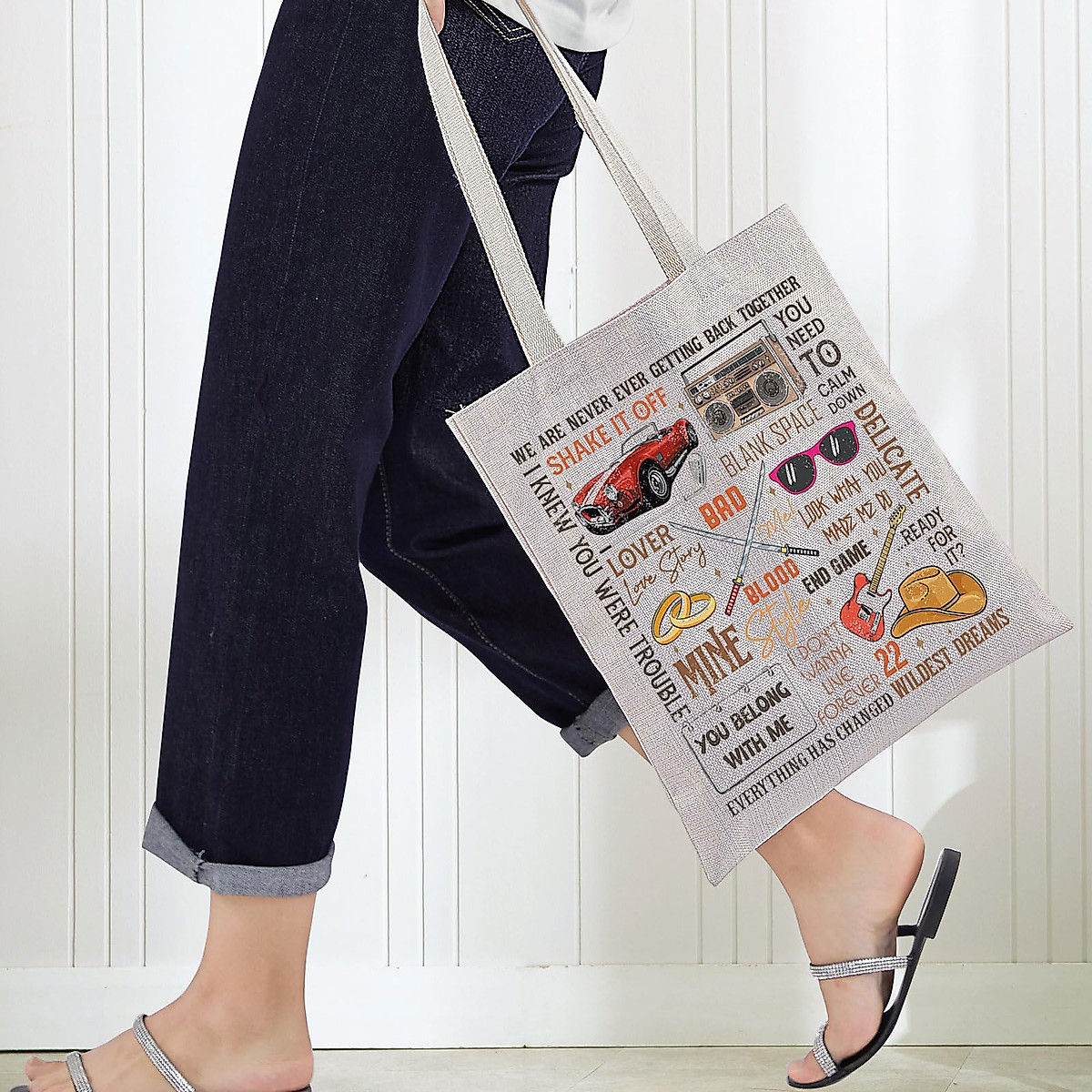 BWWKTOP WZMPA Singer Album Canvas Tote Bag Singer Tour Gifts Song Lyrics Shoulder Bag Singer Merchandise (WE ARE NEVER)