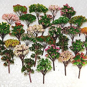BAENRCY 25pcs Mixed Model Trees Model Train Scenery Architecture Trees Model Scenery with No Stands£¨0.79-2.36inch£© (Colorful)