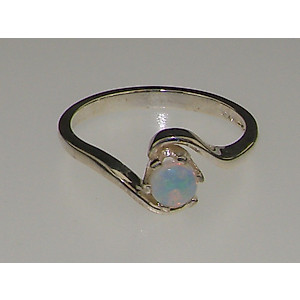 925 Sterling Silver Natural Opal Womens Solitaire Ring - Size 7.5