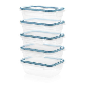 Snapware Total Solution 10-Pc Plastic Food Storage Containers Set, 3-Cup Rectangle Meal Prep Container, Non-Toxic, BPA-Free Lids with 4 Locking Tabs, Microwave, Dishwasher, and Freezer Safe