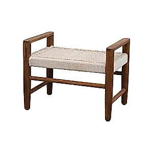 Bloomingville Teak Wood & Hand-Woven Cotton Rope, Natural Bench