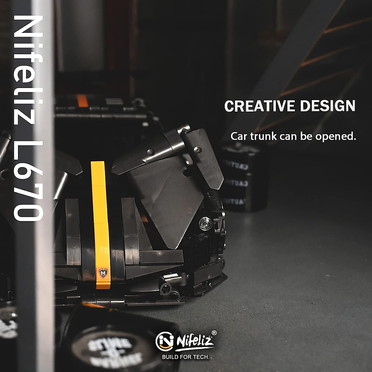 Nifeliz L670 Sports Car MOC Building Blocks and Construction Toy, Adult Collectible Model Cars Set to Build, 1:14 Scale Sports Car Model (1337 Pcs)