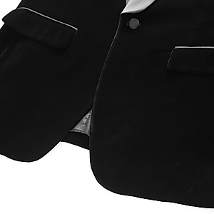 Mens Velvet Blazer - Slim Fit Tuxedo Suits - Shawl Collar Solid Jacket - Wedding Dinner Prom One Button Blazer - Black