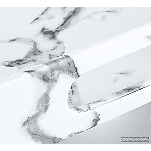 Home Redefined 18”x12” White Marble Faux Leather Decorative Serving Tray with Handles
