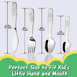 Kids Silverware Set Toddler Utensils 18/8 Stainless Steel 4PCS Fork Spoon and Knife Cutlery Child Flatware for Age 3+