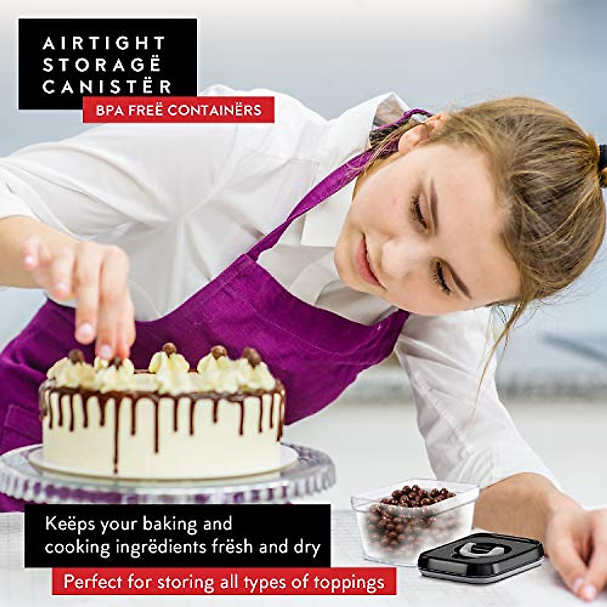 DWËLLZA KITCHEN Airtight Food Storage Containers with Lids – 6 Pieces All Same Size - Pantry Container for Spices, Candy, Nuts, Coffee and Tea, Clear Plastic BPA-Free, Keeps Food Fresh & Dry