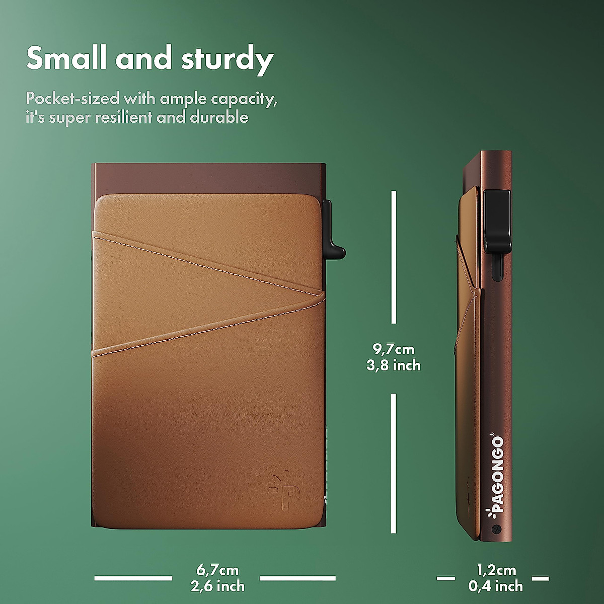 PAGONGO Magsafe Wallet, Mag Safe Wallet Magnetic Minimalist, Pop Up Credit Card Holder with Leather Front Pocket, Apple Wallet Magsafe, Iphone Wallet, Magnetic Wallet Iphone, Brown