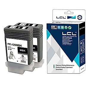 LCL Compatible Ink Cartridge Pigment Replacement for Canon PFI120 PFI-120 PFI120MBK PFI-120MBK 130ML imagePROGRAF IPF TM-200 IPF TM-205 IPF TM-300 IPF TM-305 (2-Pack MBK)