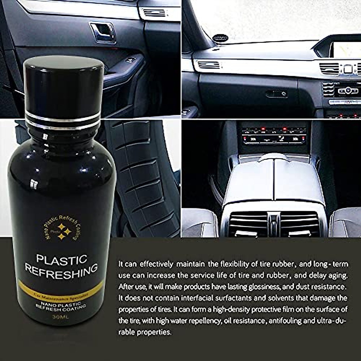 ZMPDJG 50ml Plastic Parts Refurbish Agent Car Exterior Restorer,Car Refurbishment Cleaning Agent Plastic Refreshing,Leather Interior Car Cleaner (Pack of 1Set)