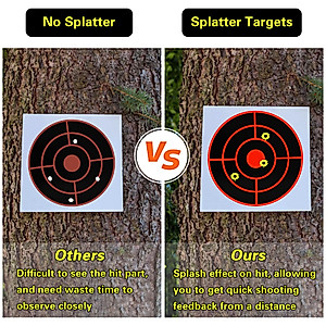 DECYOOL Shooting Targets, 3 Inch Splatter Paper Targets Self Adhesive Targets Stickers, Round Fluorescent Yellow Reactive Targets for Pistol, Rifle, BB Gun, Airsoft Shooting Outdoor and Indoor