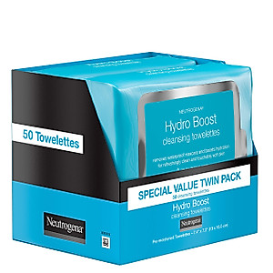 Neutrogena Neutrogena Hydroboost Facial Cleansing & Makeup Remover Wipes With Hyaluronic Acid, Twin Pack, 25 Ct, 25 count (Pack of 4)