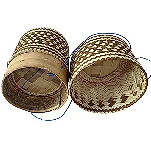 Bamboo Sticky Rice Serving Basket Handmade ''KRA-Tip'' Thai Laos Traditional Weave Wickerwork with Vegetable Based Dye Serving Travel Picnic Keeping Sticky Rice After Steaming Keep Sticky Rice Warm