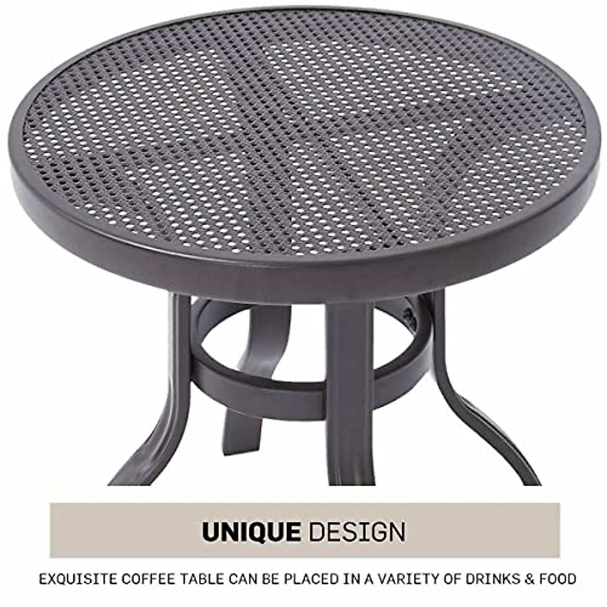 Oakmont Outdoor Bistro Set 3-Piece Spring Metal Lounge Cushioned Chairs and Bistro Table Set Wrought Iron Cafe Furniture Seat,Peacock Blue