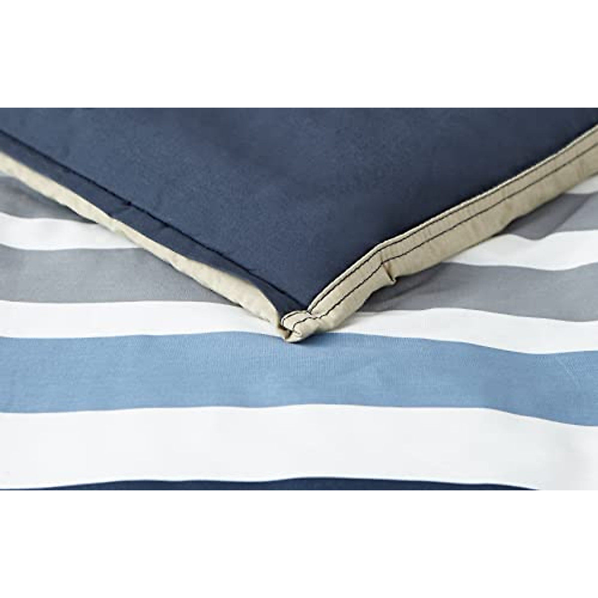 Nautica - Queen Comforter Set, Cotton Reversible Bedding with Matching Shams, Stylish Home Decor (Bradford Navy/Kahki, Queen)