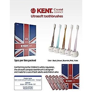 [Kent] Crystal Small Soft Firm Action Soft Toothbrush, Deep Cleaning Sensitive Teeth & Gums for Adults & Teens (Compact Size) - (Set of 5)