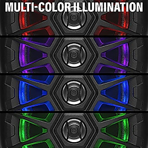 BOSS Audio Systems MRGB55B 5.25 Inch Marine Speakers - Weatherproof, 150 Watts Per Pair, 75 Watts Each, Multi-Color Illumination, Full Range, 2 Way, Sold In Pairs