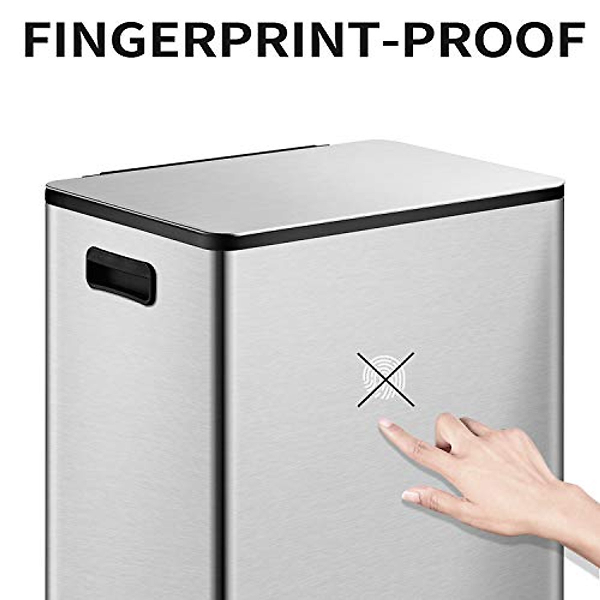 ToiletTree Products Stainless Steel Step Trash Can - 16 Gallon Garbage Bin with Soft Close Lid - Dual Compartment Waste Can with 30 Liters Capacity in Each - Recycling Bin