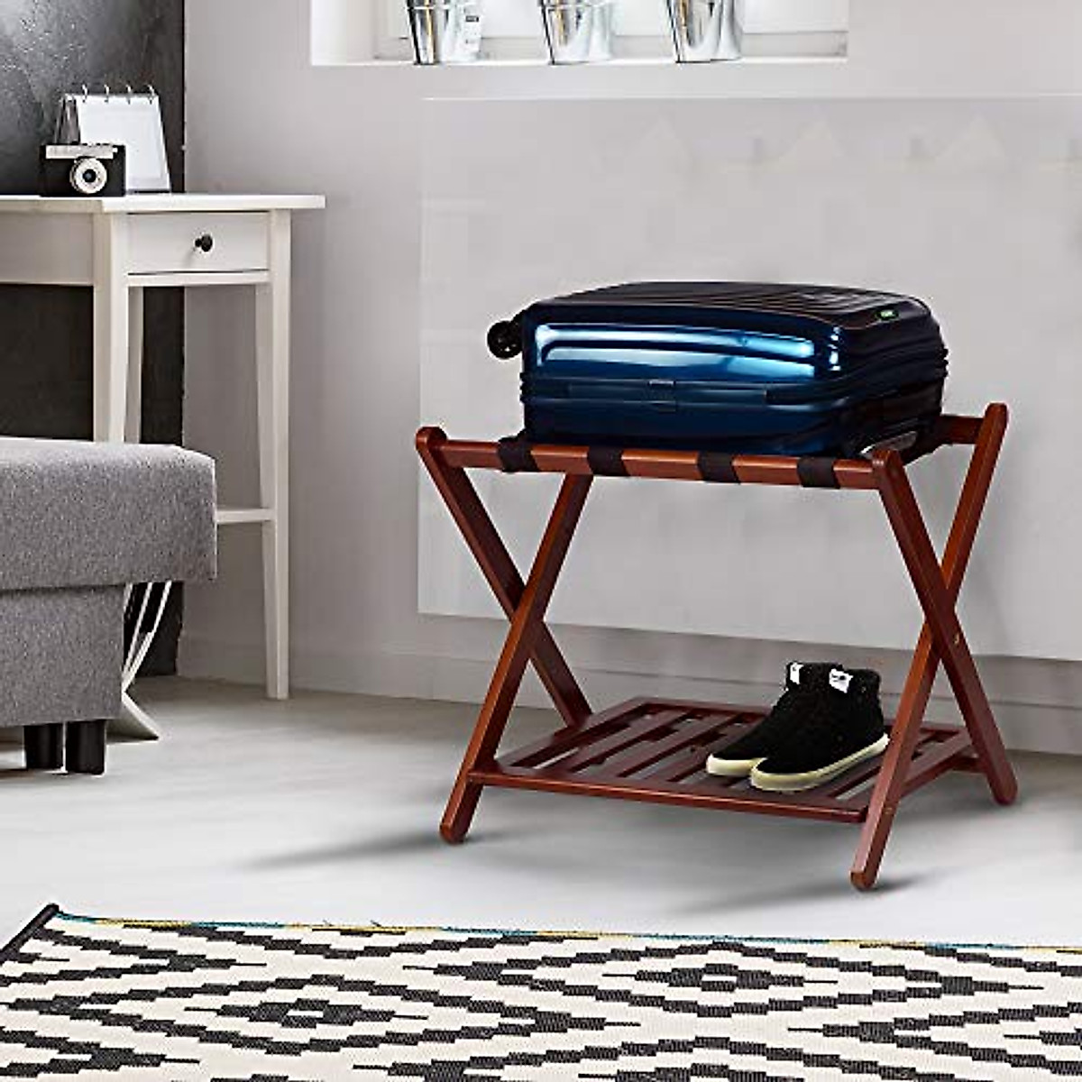 Casual Home Luggage Rack, Walnut (New)
