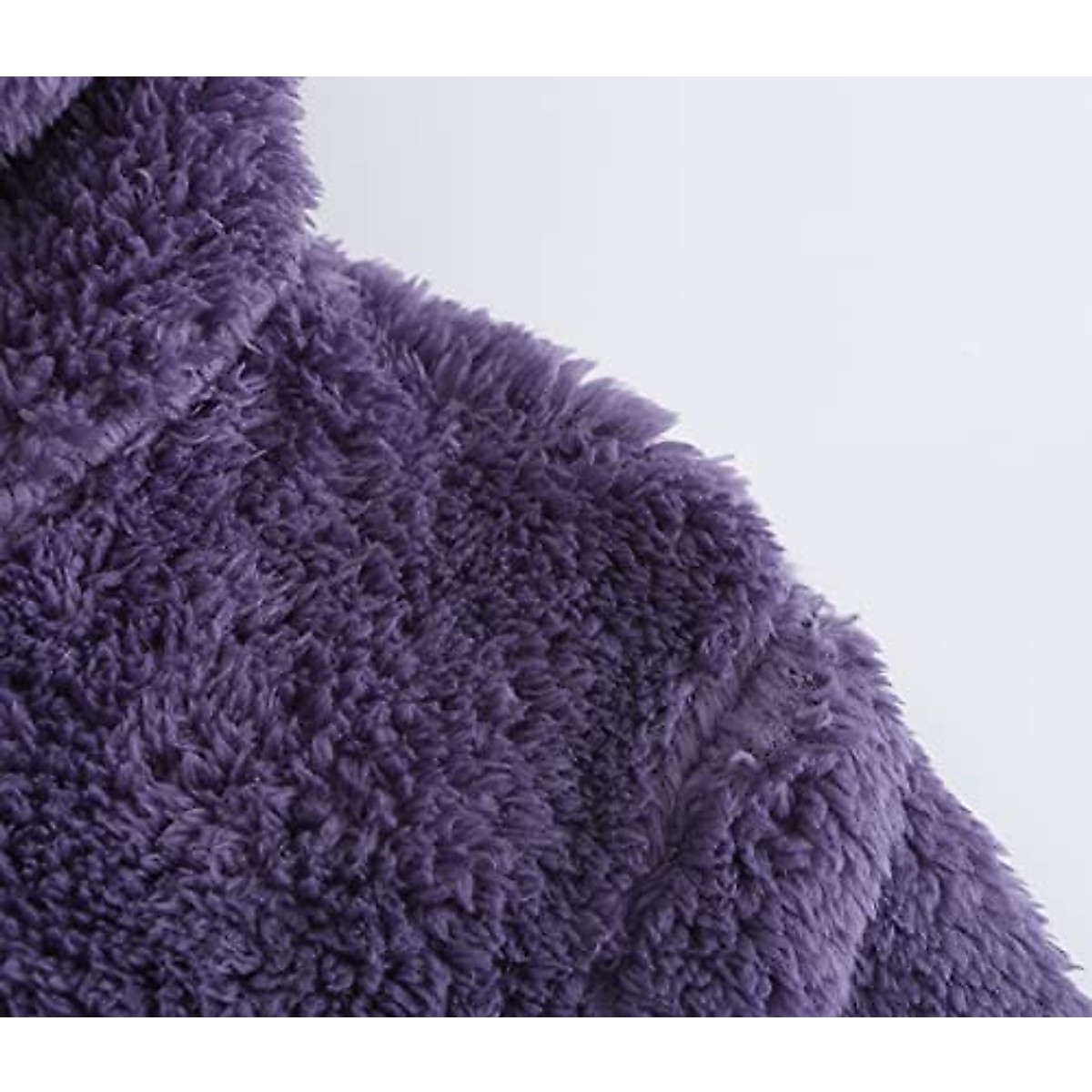 Girl's Jacket Kids Full Zip Ultra Soft Sherpa Fleece Hoodie Sweatshirt Dark Purple 16-18Years