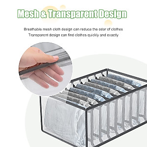 KOTHER Wardrobe Clothes Organizer - Widen 9 Grids Pants Jeans Organizer for Closet Drawer - Clothing Organizer for Shirts Sweater T-Shirt Folded Clothes (X Large-2PCS)