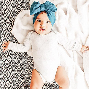 Cinaci 8 Pack Solid Big Knotted Hair Bow Large Bowknot Knot Beanie Turban Hats Caps Headwraps for Baby Girls Infants Toddlers Kids