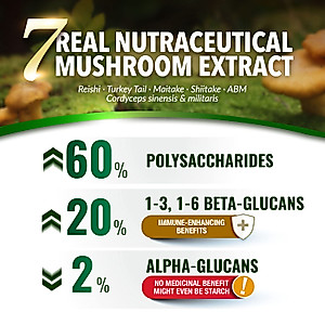 LABO Nutrition Bioactive Organic BRM - Advanced Immune Support & Maintain Natural Killer Cell Activity; 6 Therapeutic Mushrooms Lingzhi, Yunzhi, Maitake, Shiitake, Agaricus Blazei Murill & Cordyceps