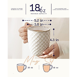 getstar Coffee Mugs Set of 4, Ceramic 18 oz Coffee Mug Microwave and Dishwasher Safe, Coffee Cups Ceramic with Big Handle