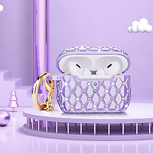 VISOOM Airpods Pro 2nd Generation Case - Bling Rhinestone Hard Protective Case Cover with Lanyard for Apple Airpod Gen Pro 2