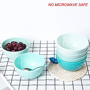 KX-WARE 28-ounce Melamine Bowls set, 6-inch 100% Melamine Cereal/Soup/Salad Bowls, set of 6 in Cool Assorted Colors