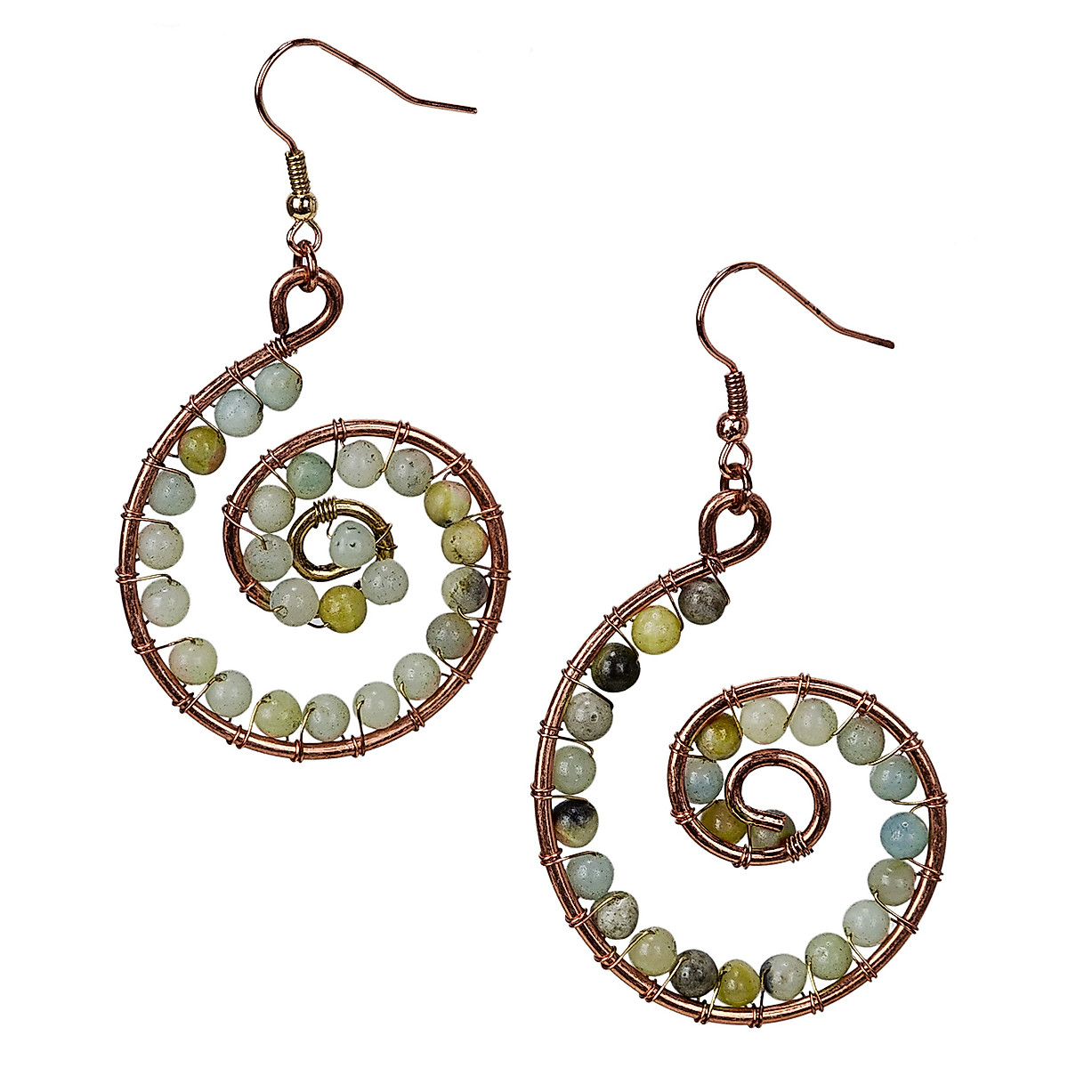 SPUNKYsoul Amazonite Bohemian Spiral Earrings for Women Swirl Hoop Tribal