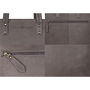 ANTONIO VALERIA Ava Vintage Wash Grey Leather Tote/Top Handle Shoulder Bag for Women