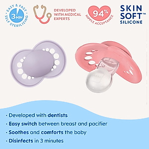 MAM Original Matte Baby Pacifier, Nipple Shape Helps Promote Healthy Oral Development, Sterilizer Case, Girl ,6-16 Months(Pack of 2)