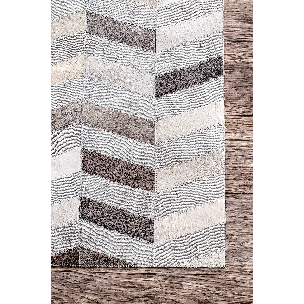 nuLOOM Cece Contemporary Cowhide Area Rug, 8x10, Silver
