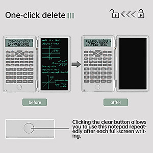 2 in 1 Scientific Calculator with Writing Tablet, Desktop Pocket LCD Science Calculator Notepad Professional Financial Calculator for Home School Office Business(White)