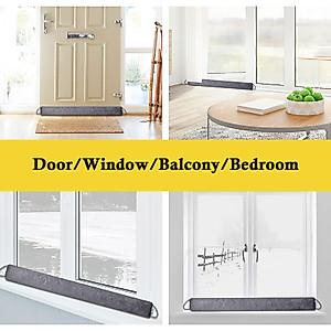 fowong 36 Inch Door Draft Stopper,Under Door Weather Insulator Seal Heavy Duty Energy Saver (Grey)