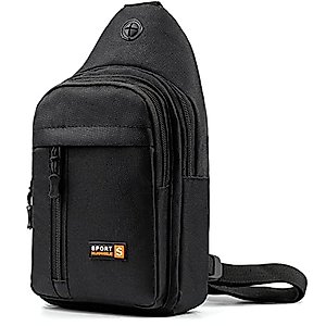 Gurislife Sling Bag For Men Women, Small 6L Mini Crossbody Bags Black Fanny Pack, Lightweight One Strap Shoulder Backpacks For Men, Sling Chest Bag Casual Daypack For Work Travel Camera Hiking, Black