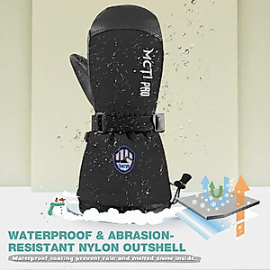 MCTi Kids Mittens Waterproof Winter Ski Warm Sherpa Fleece Lined Removable Insert