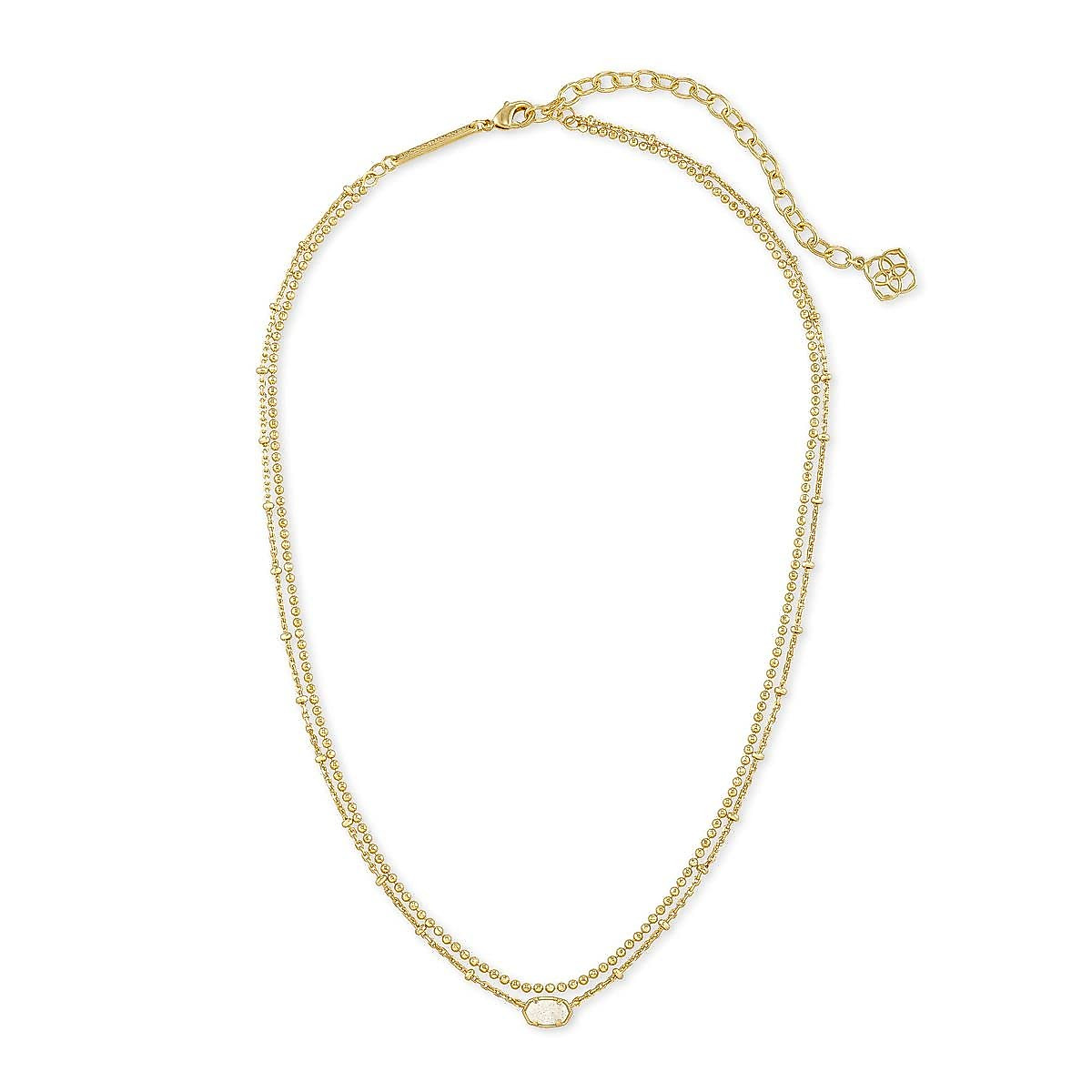 Kendra Scott Emilie Multi-Strand Necklace for Women, Fashion Jewelry, 14k Gold-Plated, Iridescent Drusy