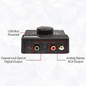 Syba Sonic 24bit 96KHz USB DAC Stereo Headphone Amplifier 2 Stage EQ Digital/Coaxial Output and RCA Output SD-DAC63116