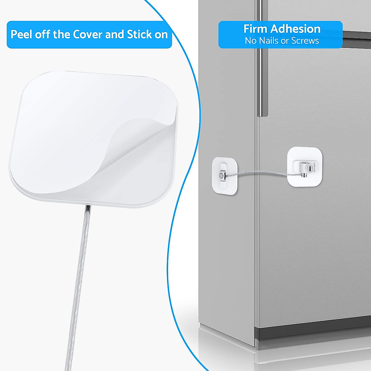 eSynic 4Pcs Fridge Lock Refrigerator Lock Fridge Locks for Adults Child Safety Locks Refrigerator Lock for Kids Fridge Child Locks with Keys Perfect for Fridge Freezers Cabinets etc