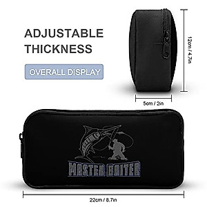 Master Baiter Fishing Lover Large Pencil Case Minimalist Pen Pouch Portable Makeup Bag for Middle High College Office School