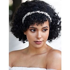SWEETV Rhinestone Bridal Headband Silver Wedding Headpiece for Bride Crystal bridal hair pieces for Wedding Hair Accessories for Women Girl