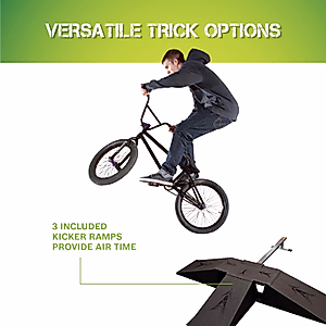 Ten-Eighty Skatepark Set with 40" Grind Rail, 3 Ramps, and Tabletop, Black