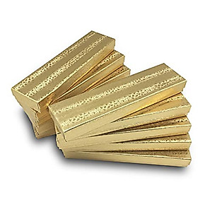 TheDisplayGuys 25-Pack #82 Cotton Filled Cardboard Paper Jewelry Box Gift Case - Gold Foil (8 1/16" x 2 1/4" x 1 3/8")