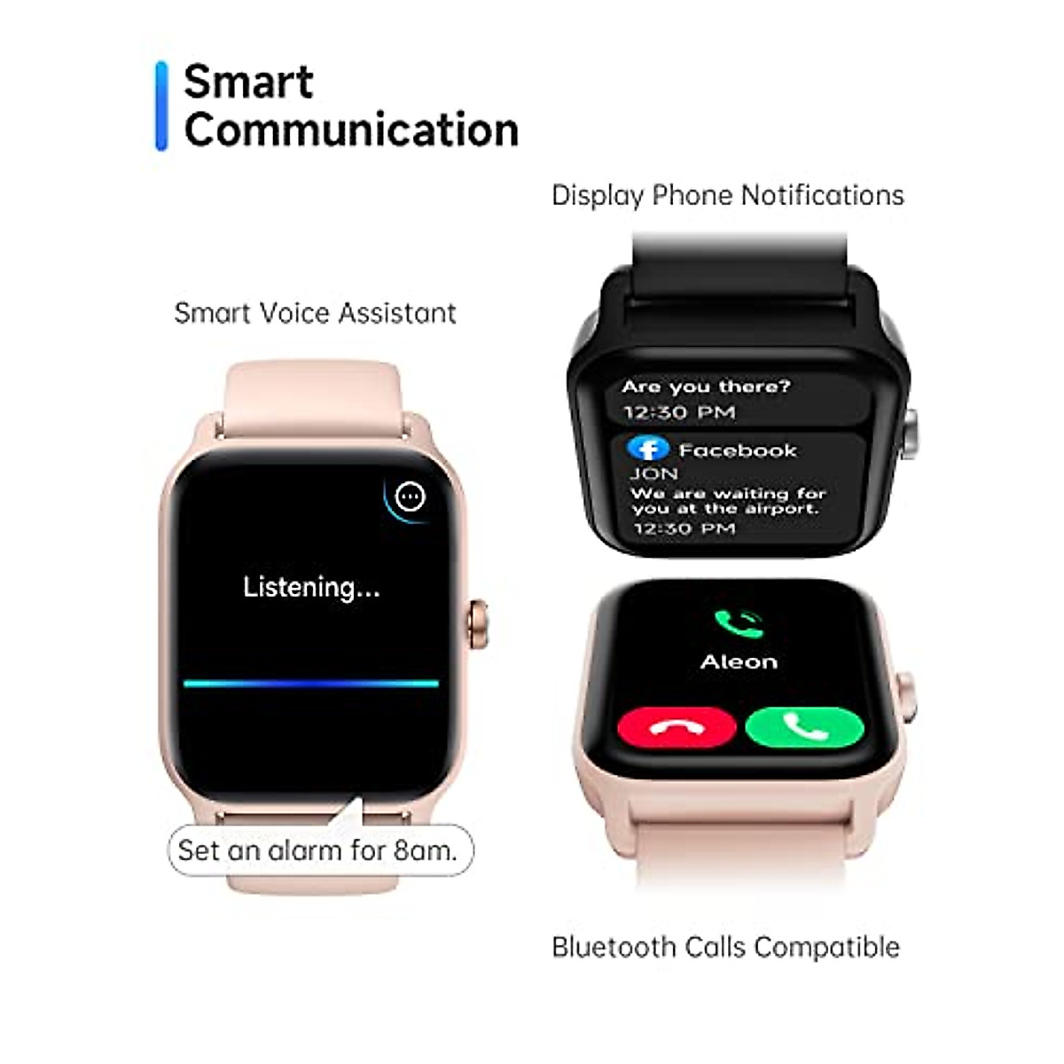 TOOBUR Smart Watch for Women Alexa Built-in, 1.8" IP68 Waterproof Fitness Tracker with Heart Rate/Blood Oxygen/Sleep Tracker/100+ Sport Modes/Answer & Make Calls, Fitness Watch Android iOS Compatible