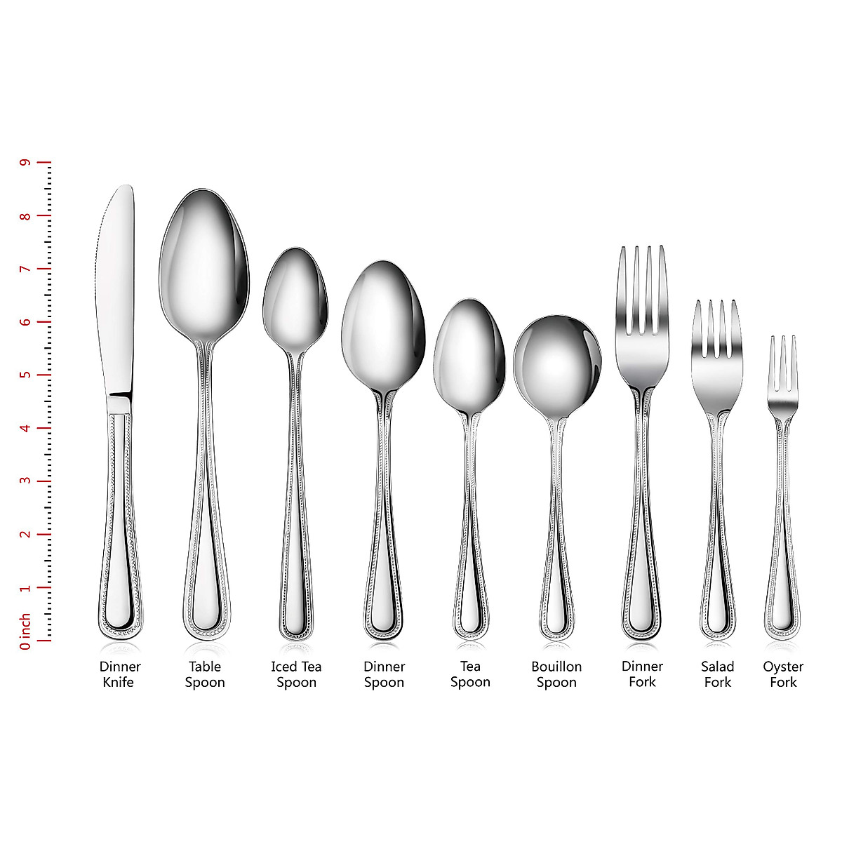 New Star Foodservice 58444 Bead Pattern, Stainless Steel, Dinner Knife, 8.5-Inch Set of 12